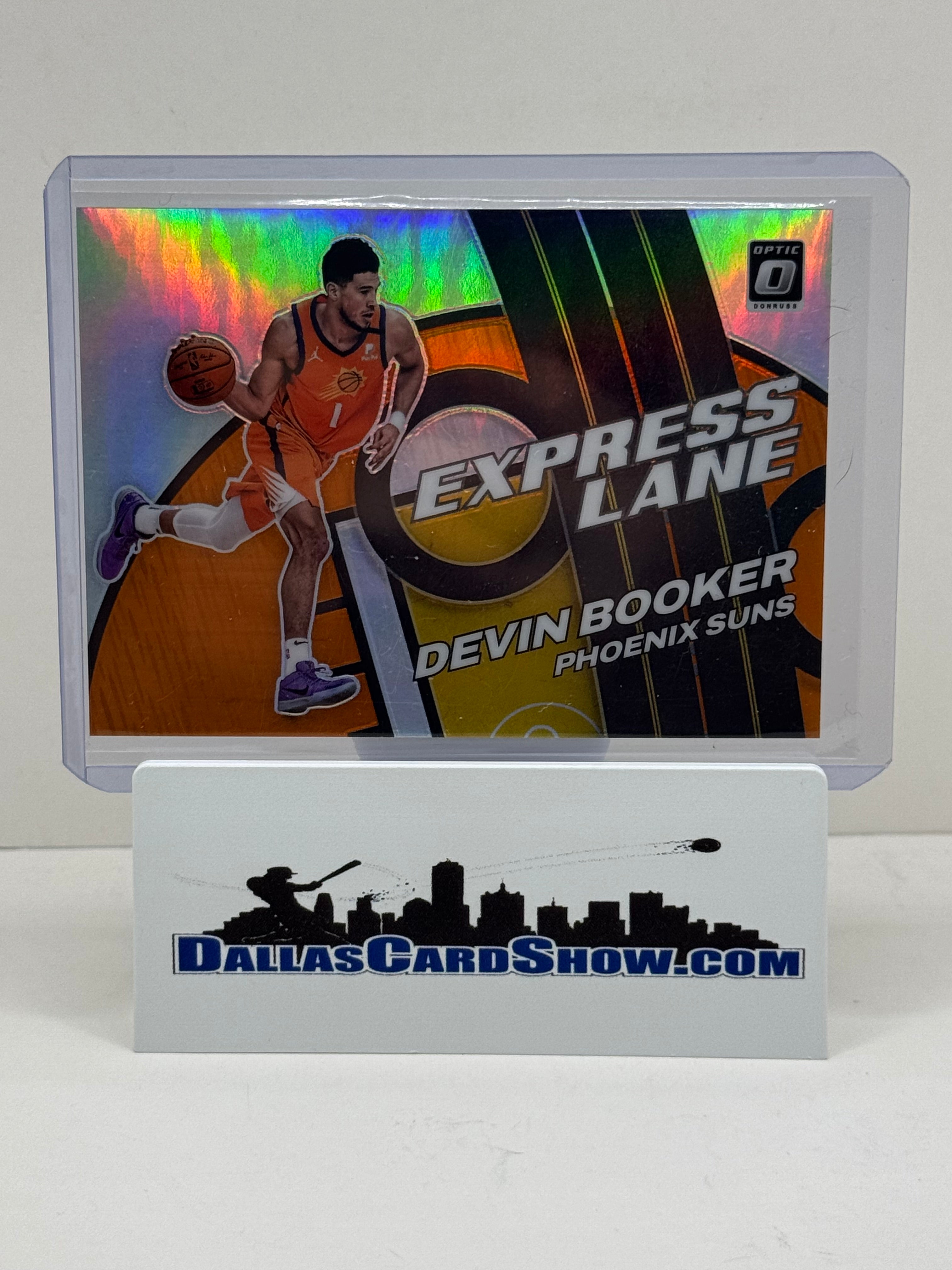 2021-22 Optic #18 Devin Booker Express Lane Orange Refractor /39 Suns – Dallas Card Show