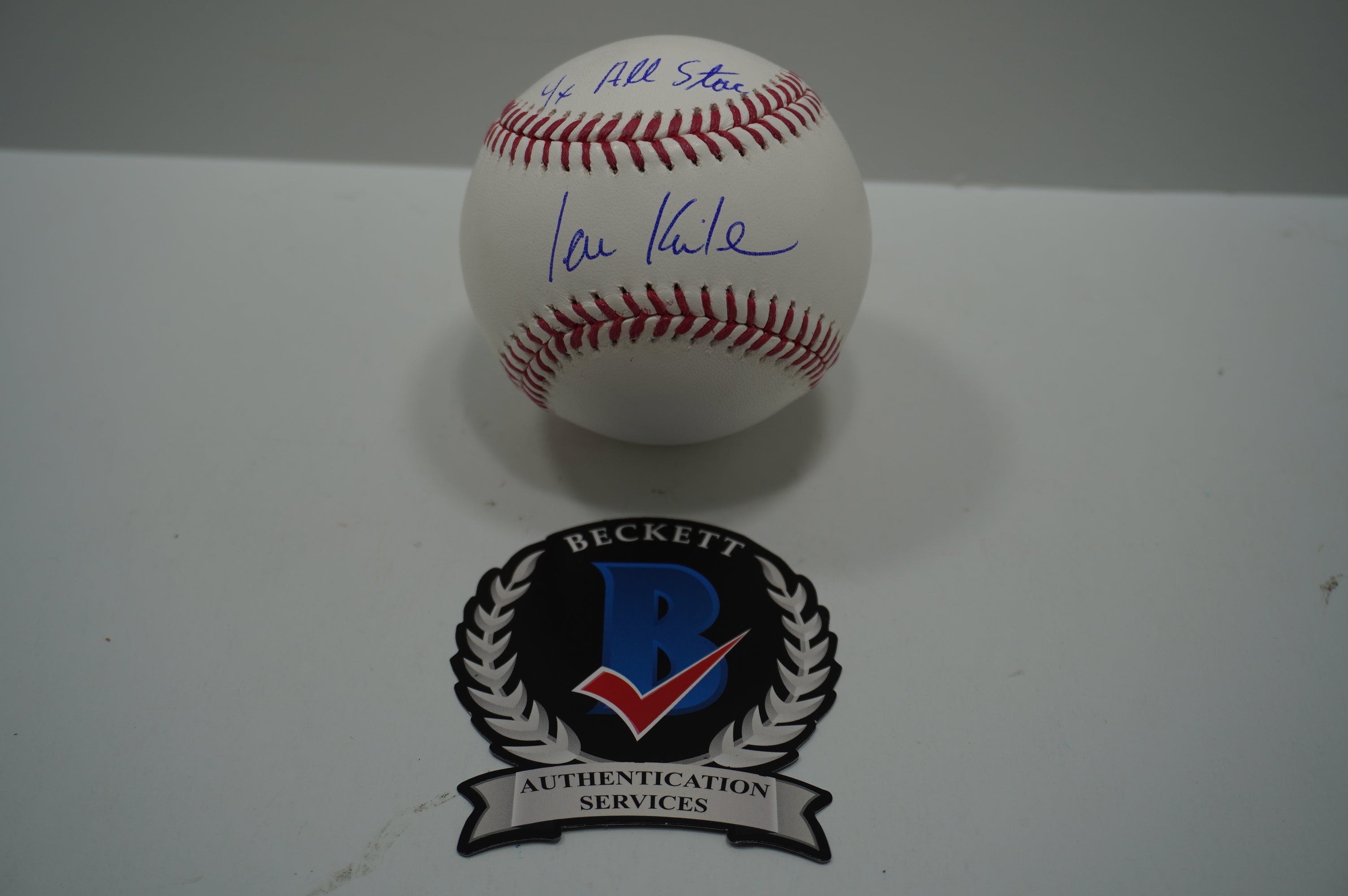 IAN KINSLER TEXAS RANGERS SIGNED Rawlings OML BASEBALL w/4x All Star B ...