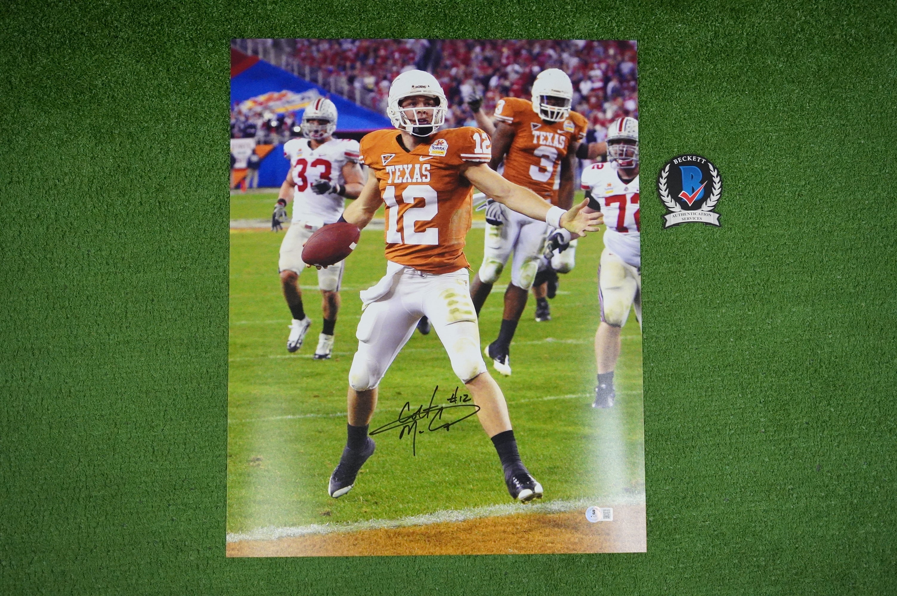 COLT McCOY TEXAS LONGHORNS SIGNED 16x20 Touchdown PHOTO BAS COA ...