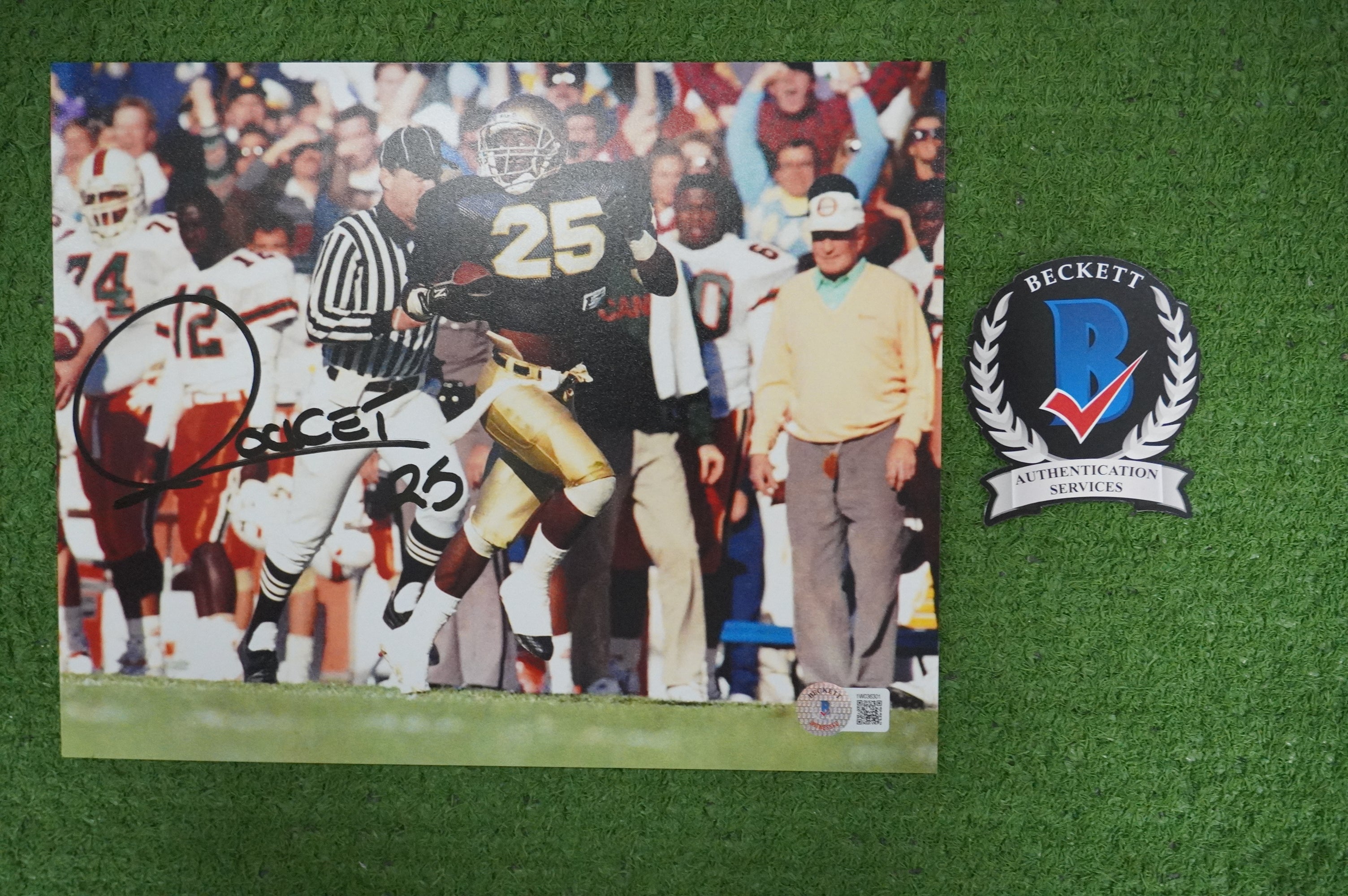 RAGHIB "ROCKET" ISMAIL SIGNED 8x10 Notre Dame BAS COA – Dallas Card Show