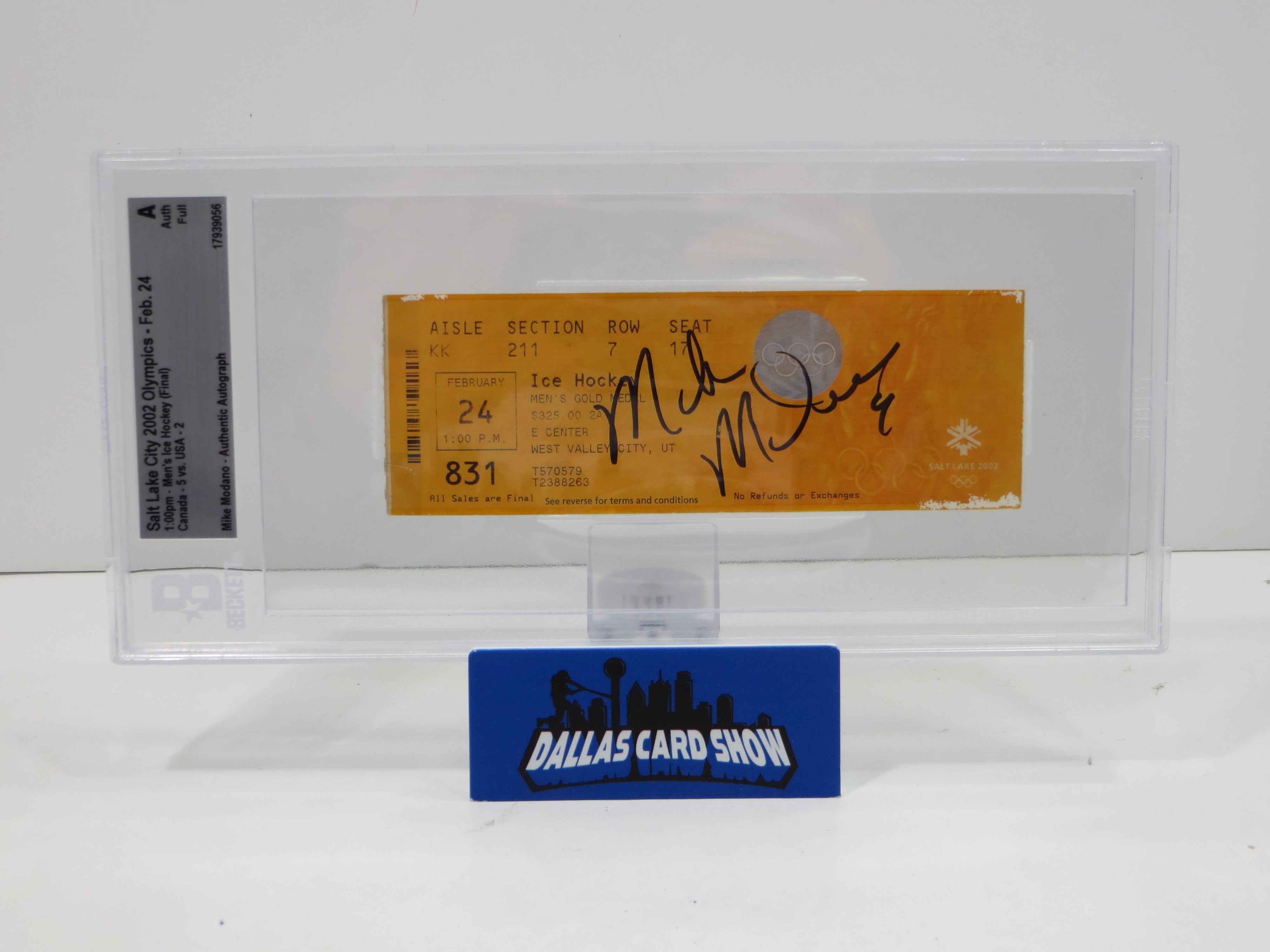 MIKE MODANO SIGNED Salt Lake City 2002 Olympics HOCKEY FINALS TICKET B ...
