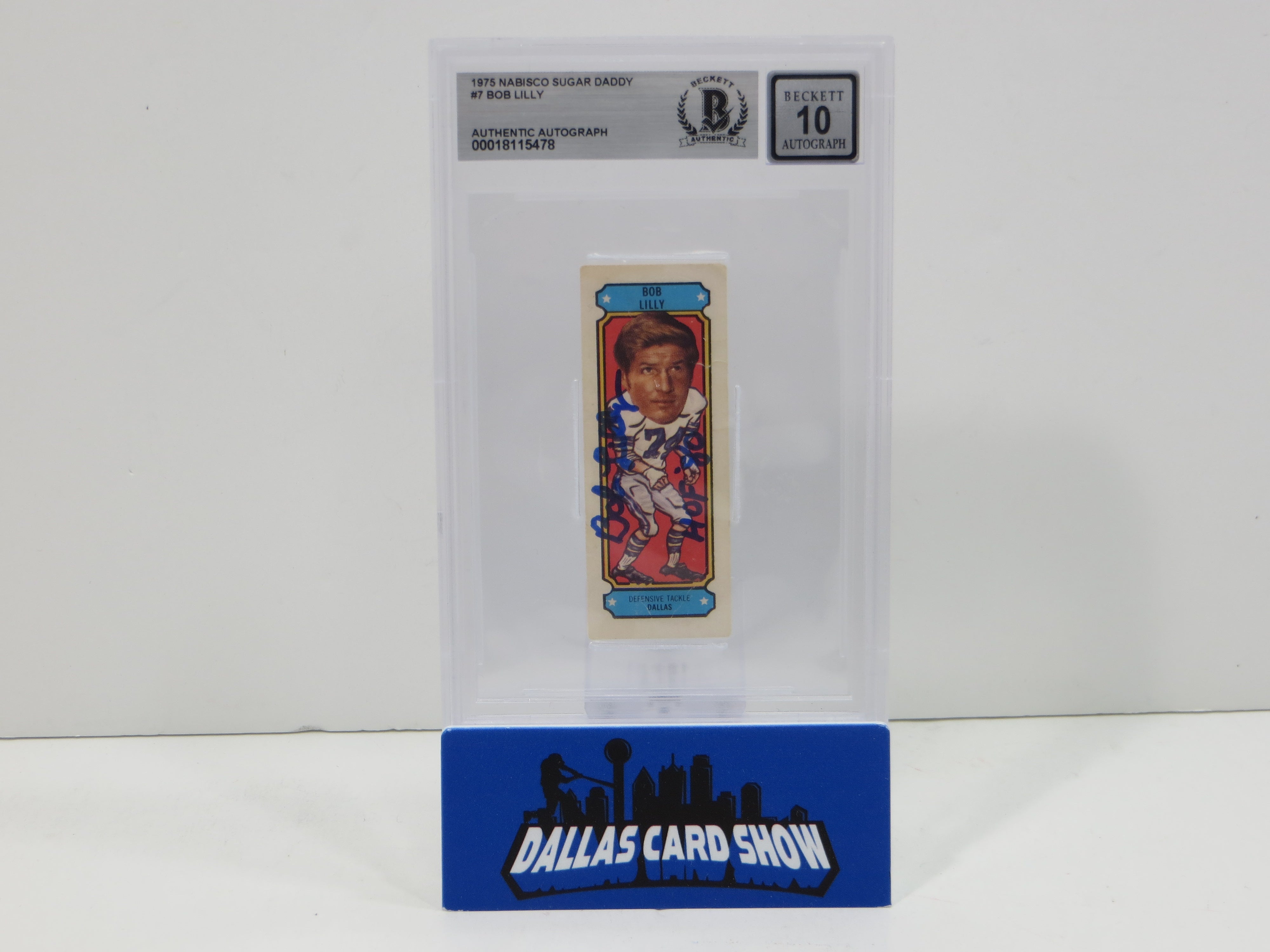 BOB LILLY SIGNED 1975 Nabisco Sugar Daddy #7 BGS BAS SLAB AUTO 10 Dall ...