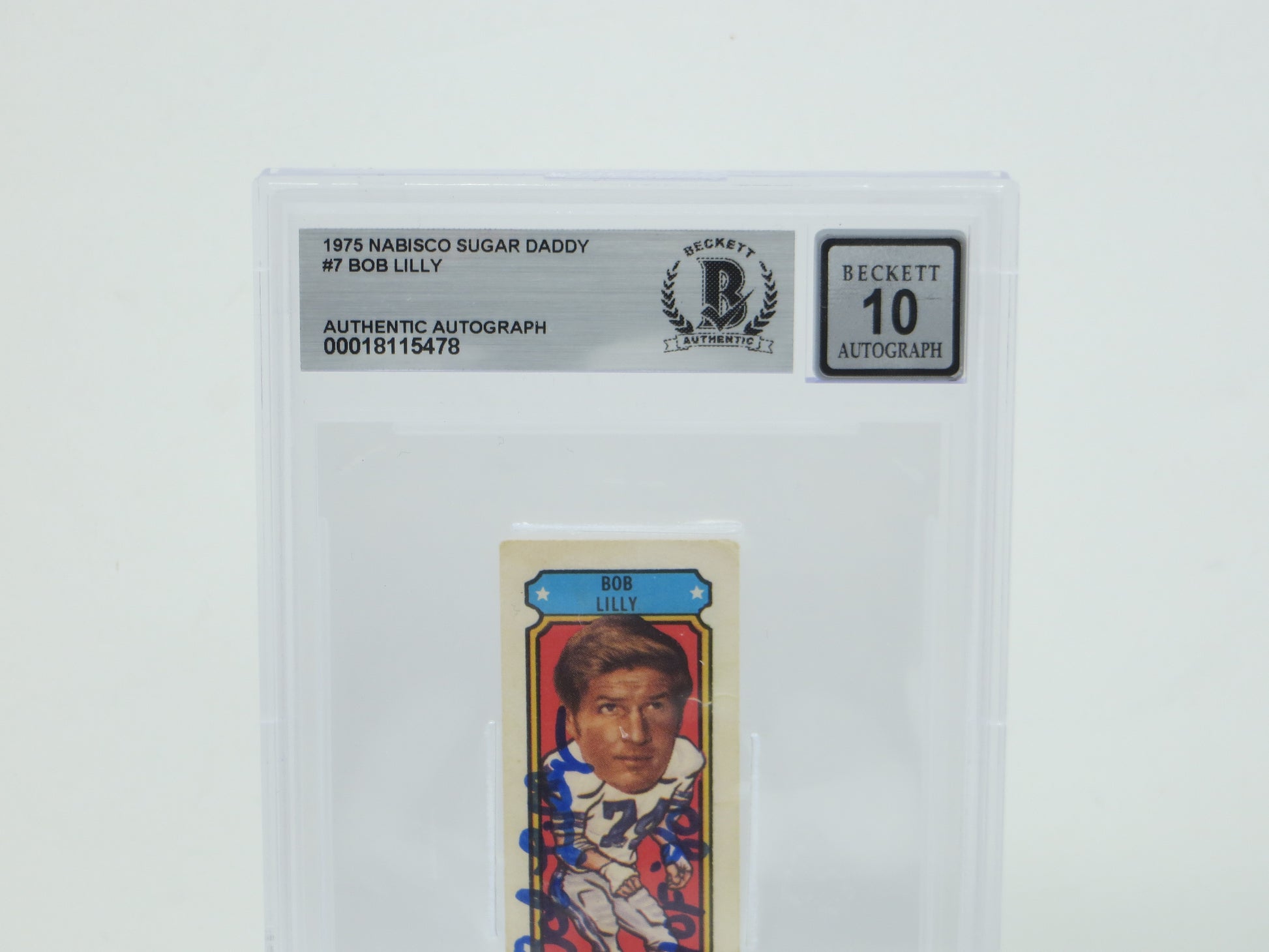 BOB LILLY SIGNED 1975 Nabisco Sugar Daddy #7 BGS BAS SLAB AUTO 10 Dall ...