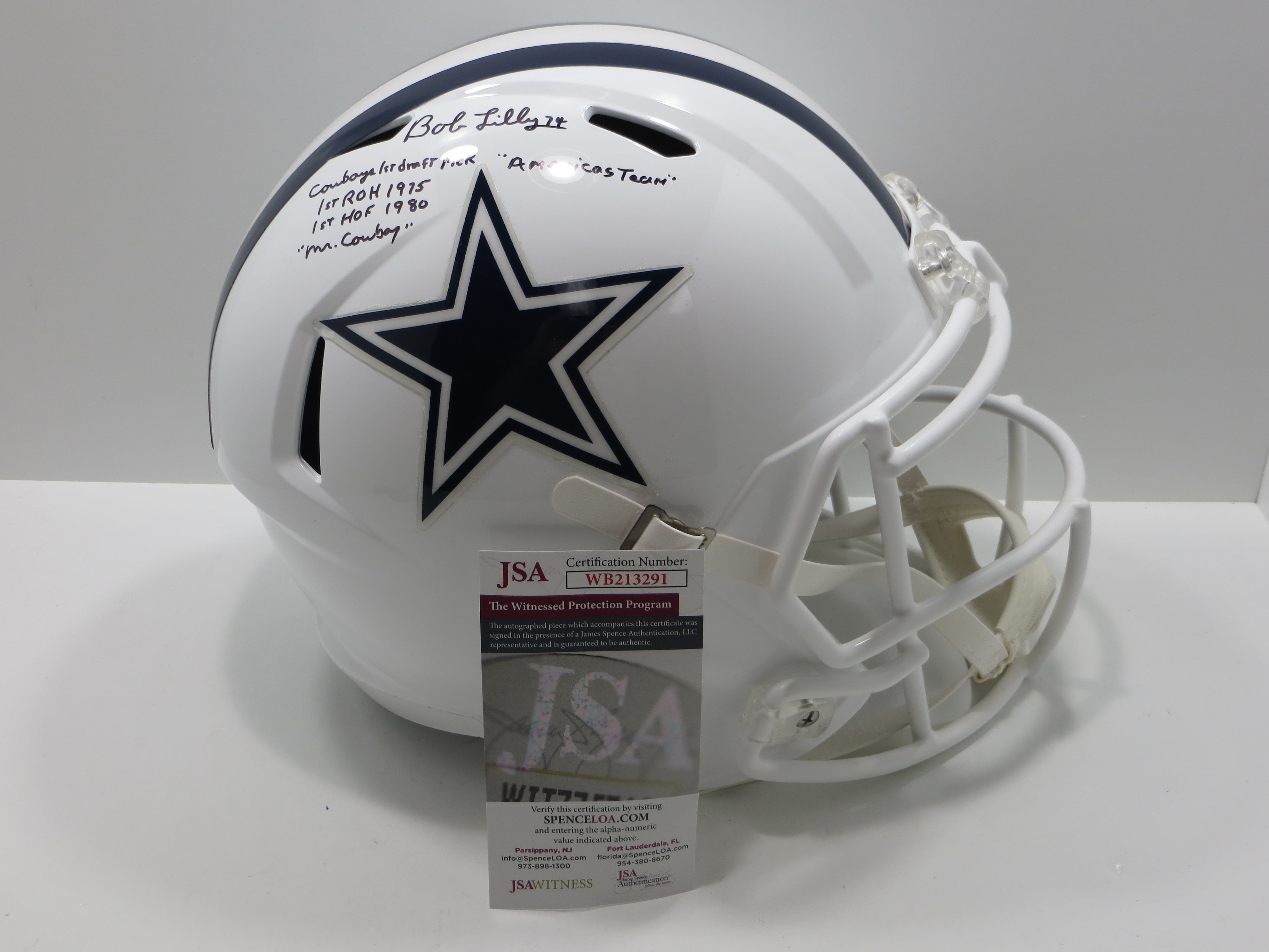 BOB LILLY SIGNED DALLAS COWBOYS RIDDELL FULL SIZE Alt HELMET w/5 INSCs ...