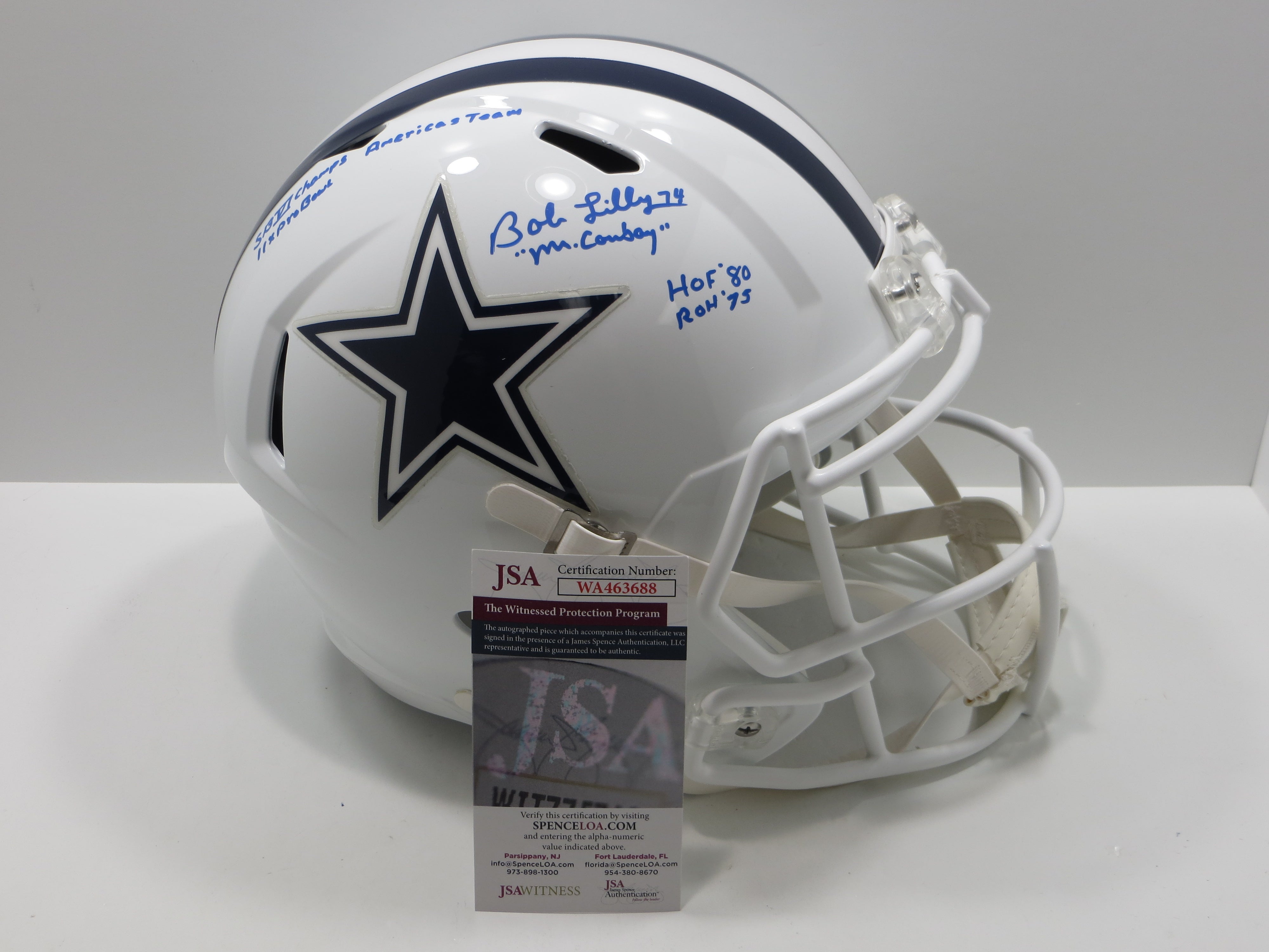 BOB LILLY SIGNED DALLAS COWBOYS RIDDELL FULL SIZE ALT HELMET w/6 INSCs ...