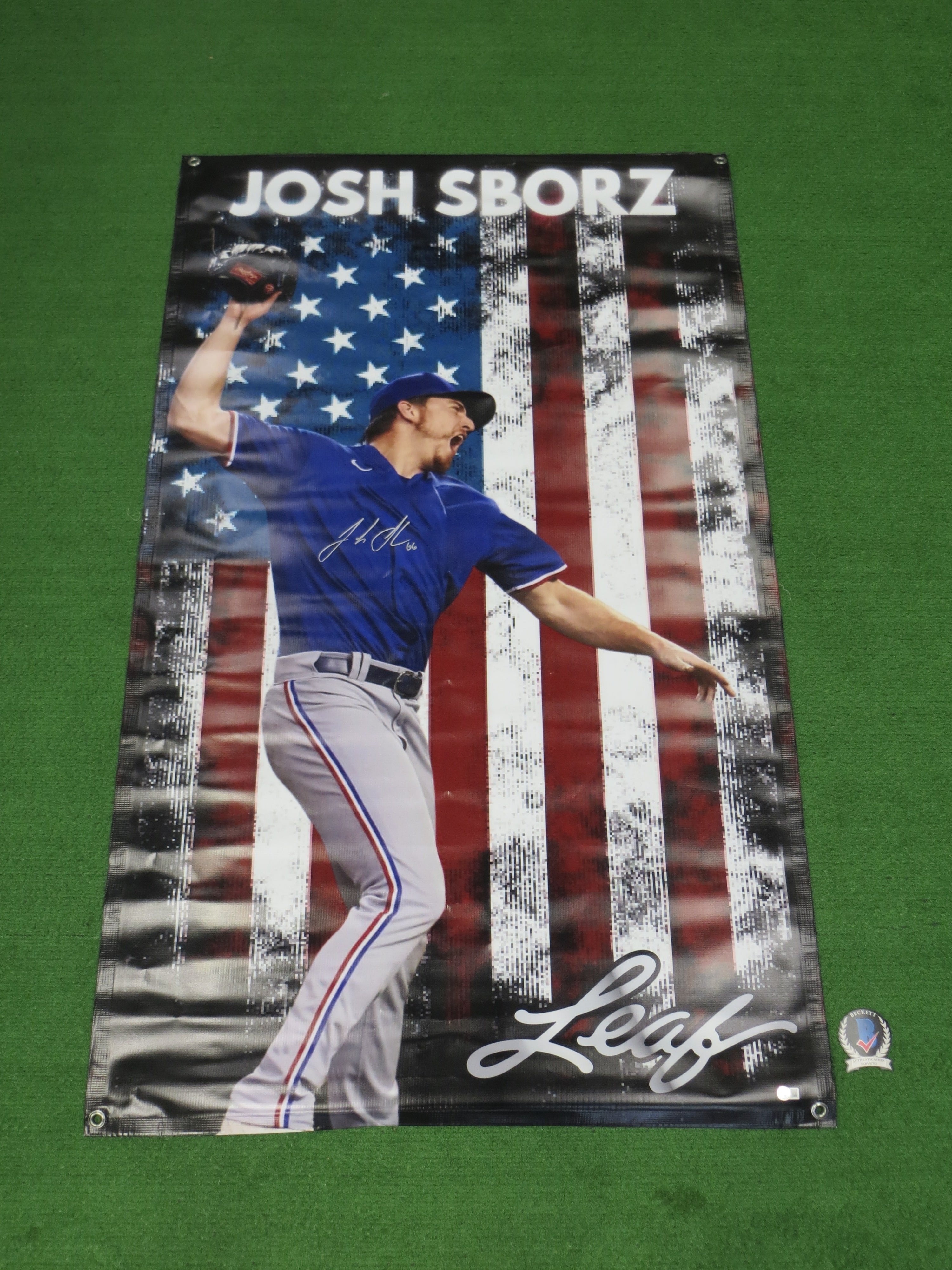 JOSH SBORZ SIGNED TEXAS RANGERS Dallas Card Show 36x60 VINYL BANNER BA
