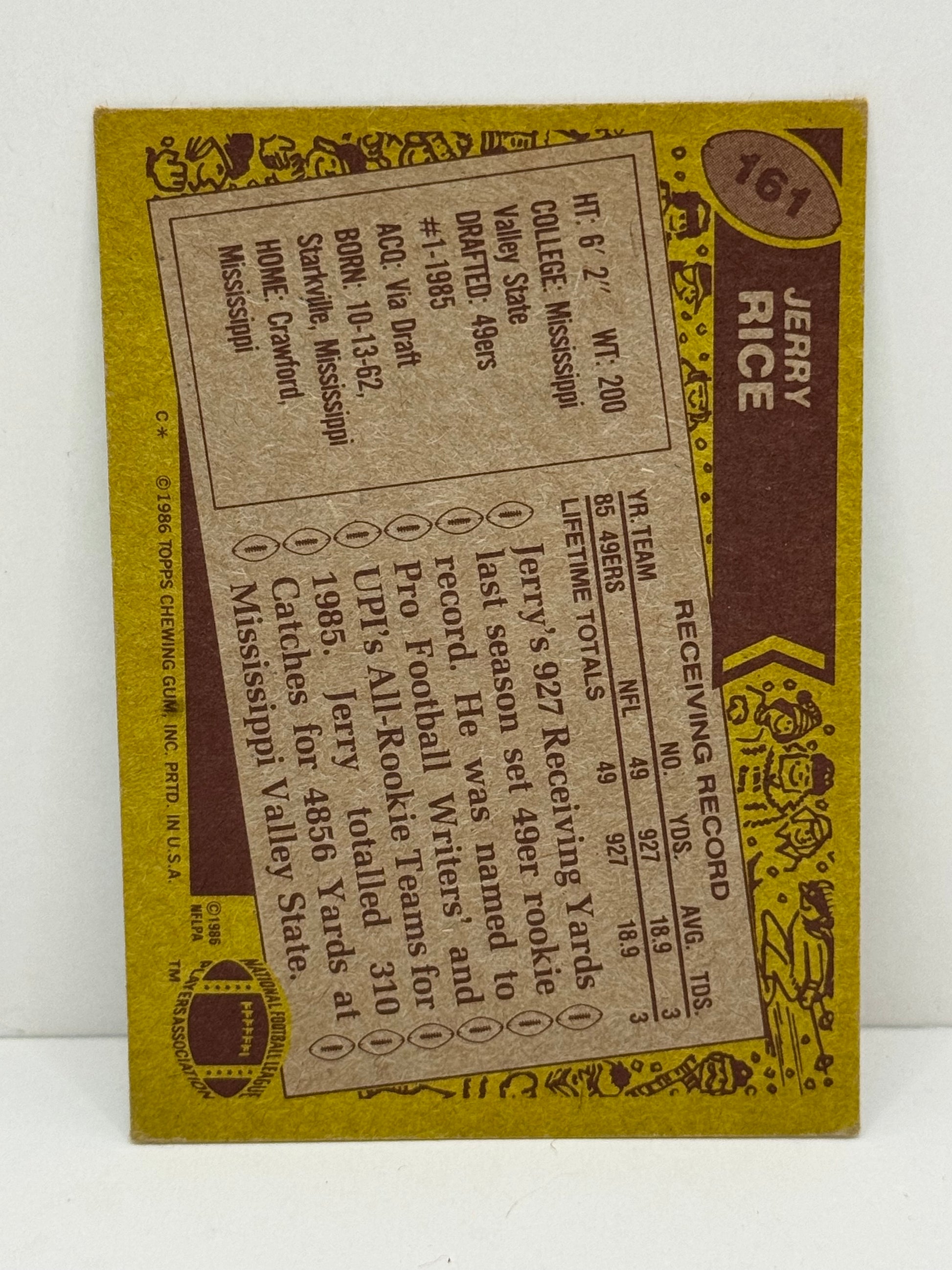 1986 Topps #161 Jerry Rice Rookie Card 49ers – Dallas Card Show