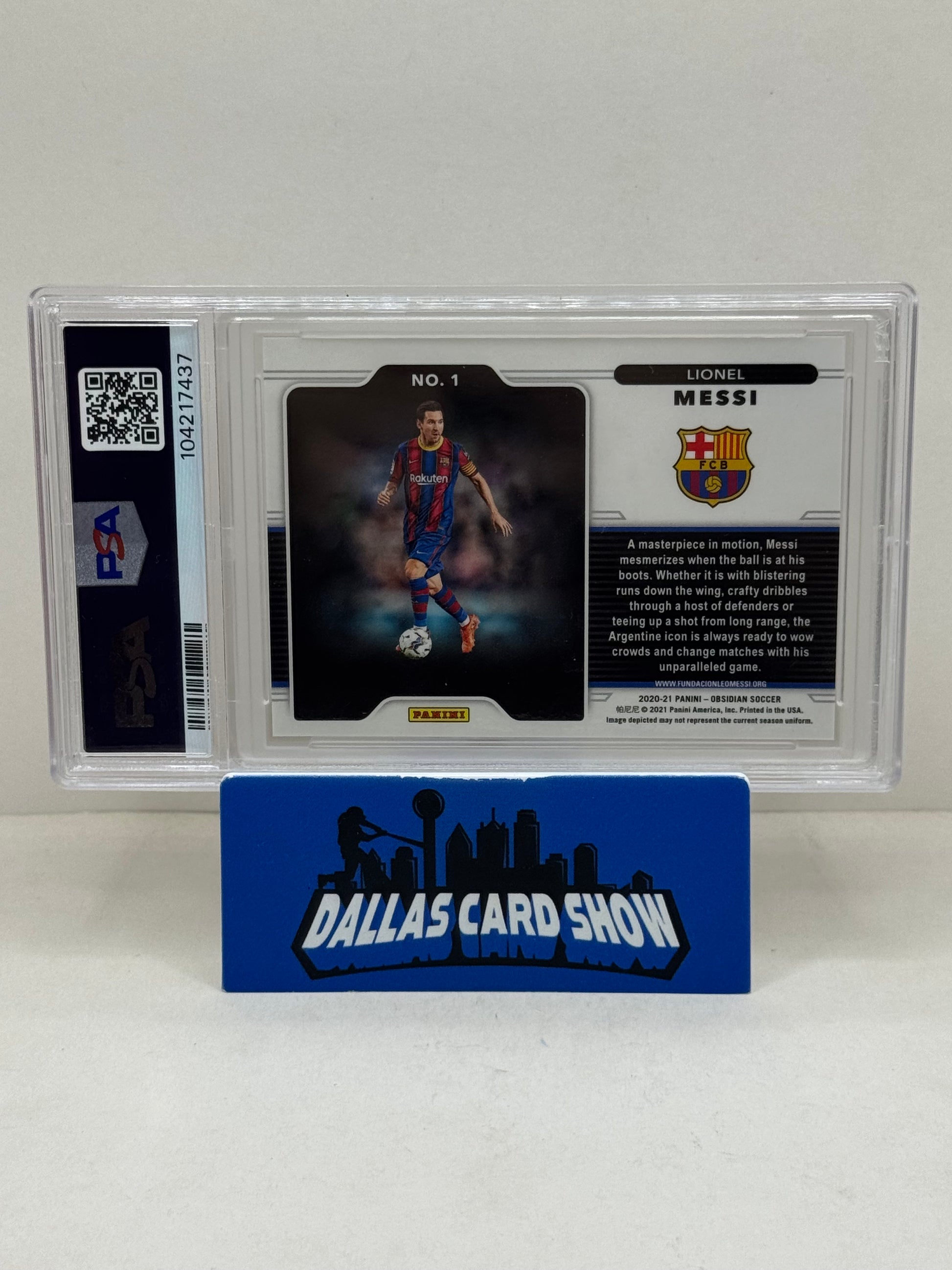 2020 Panini Obsidian #1 Lionel Messi Black Color Blast Case Hit SP PSA ...