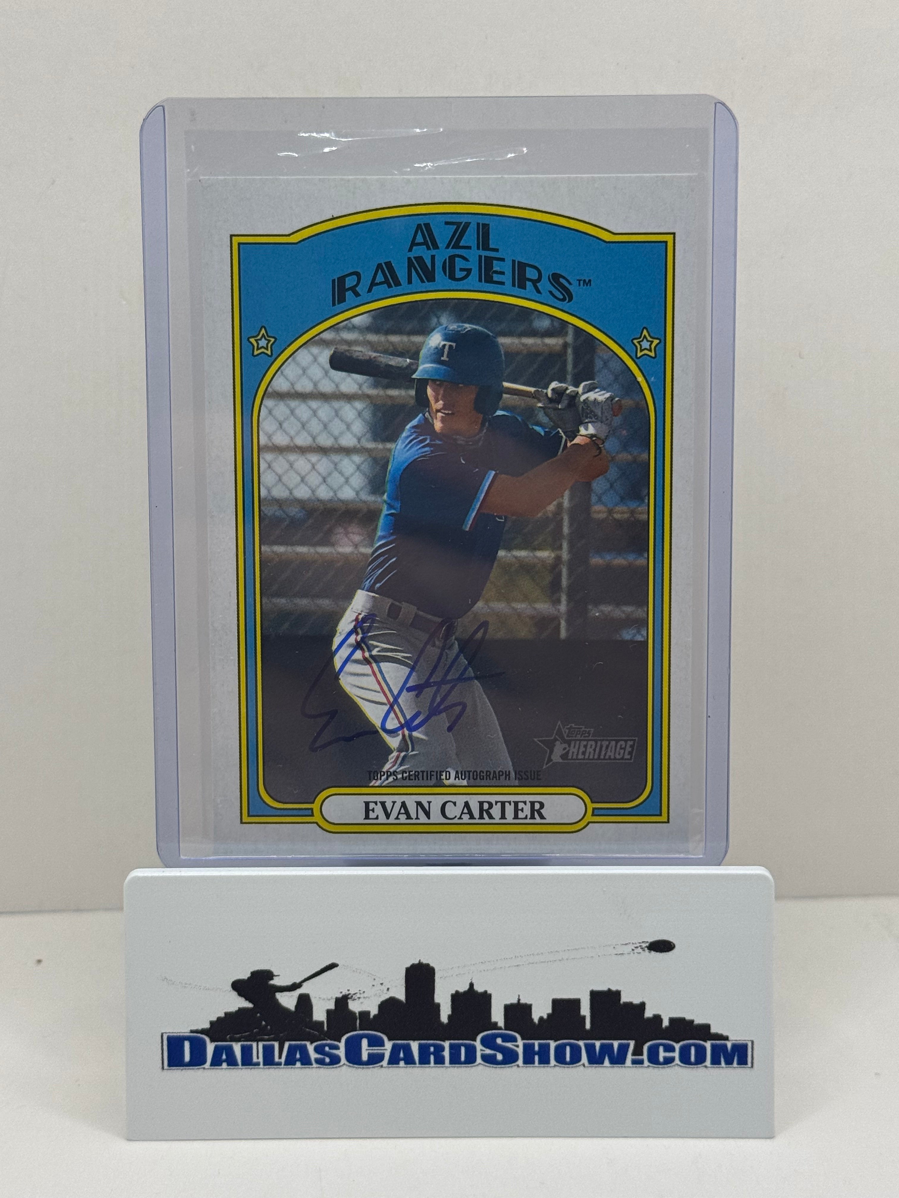 2021 Topps Heritage Evan Carter On Card Autograph #ROA-EC Rangers ...