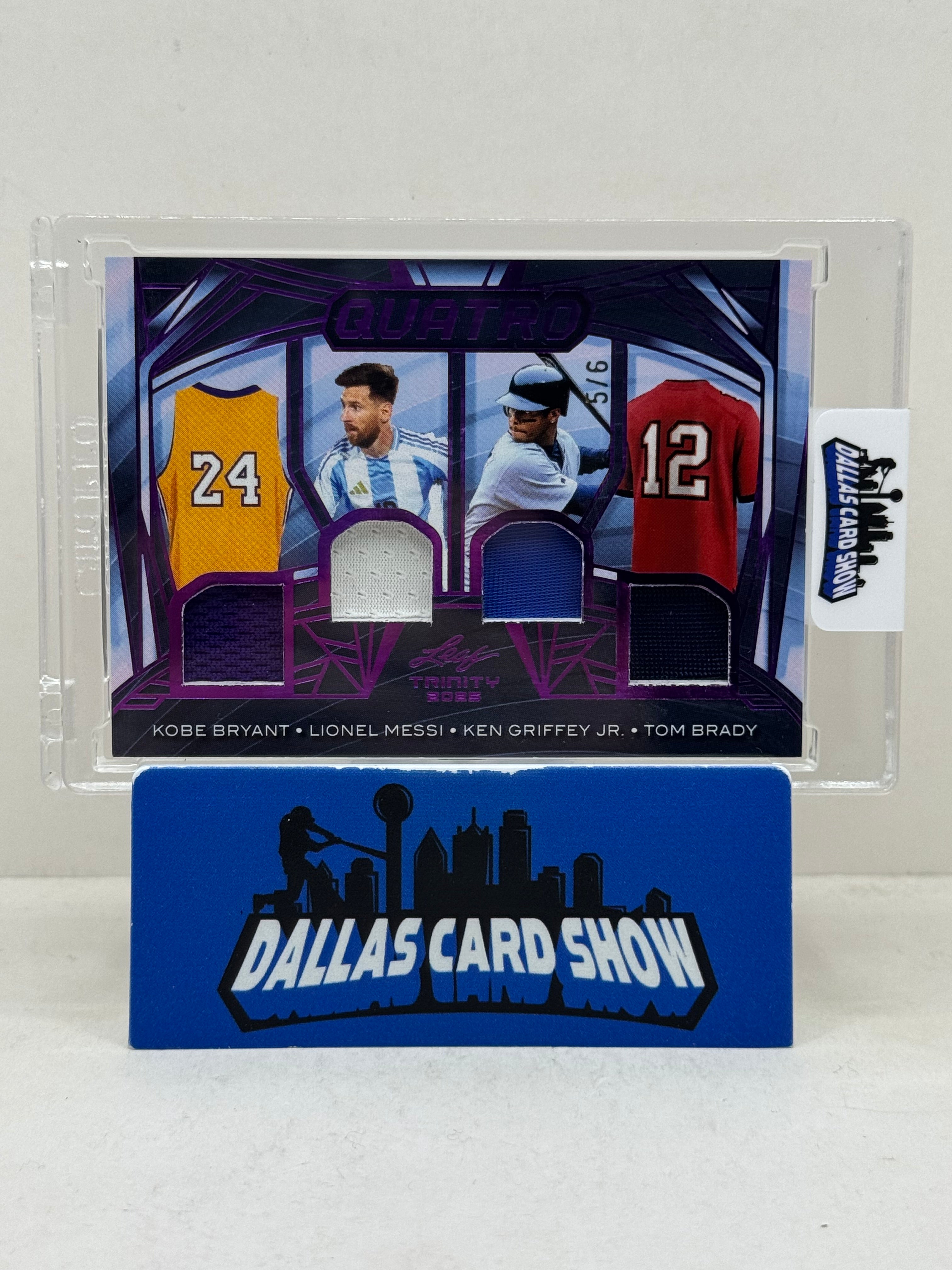 2025 Leaf Trinity Bryant,Messi,Griffey Jr.,Brady Quantro Game Used Rel ...