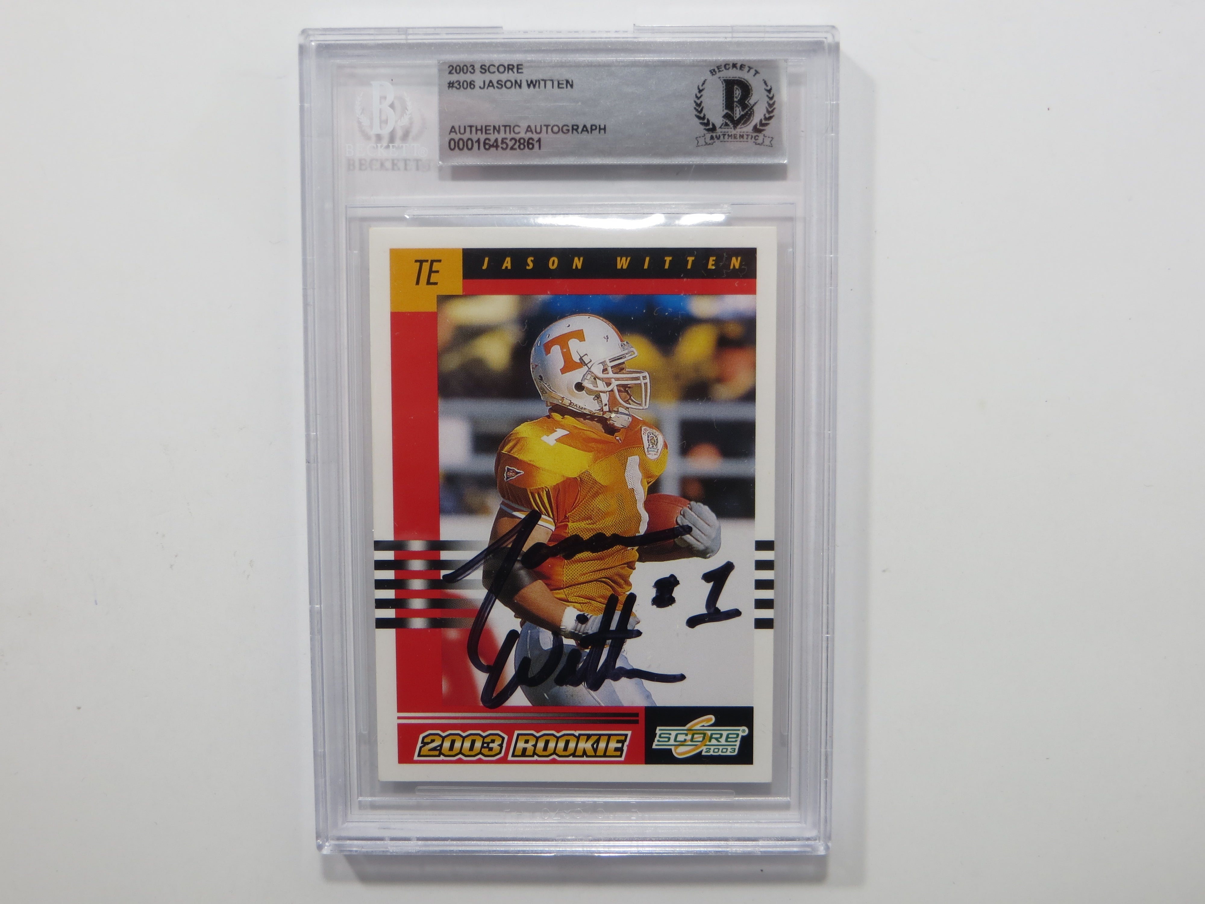 JASON WITTEN SIGNED BGS BAS SLAB 2003 SCORE #306 DALLAS COWBOYS TENN ...