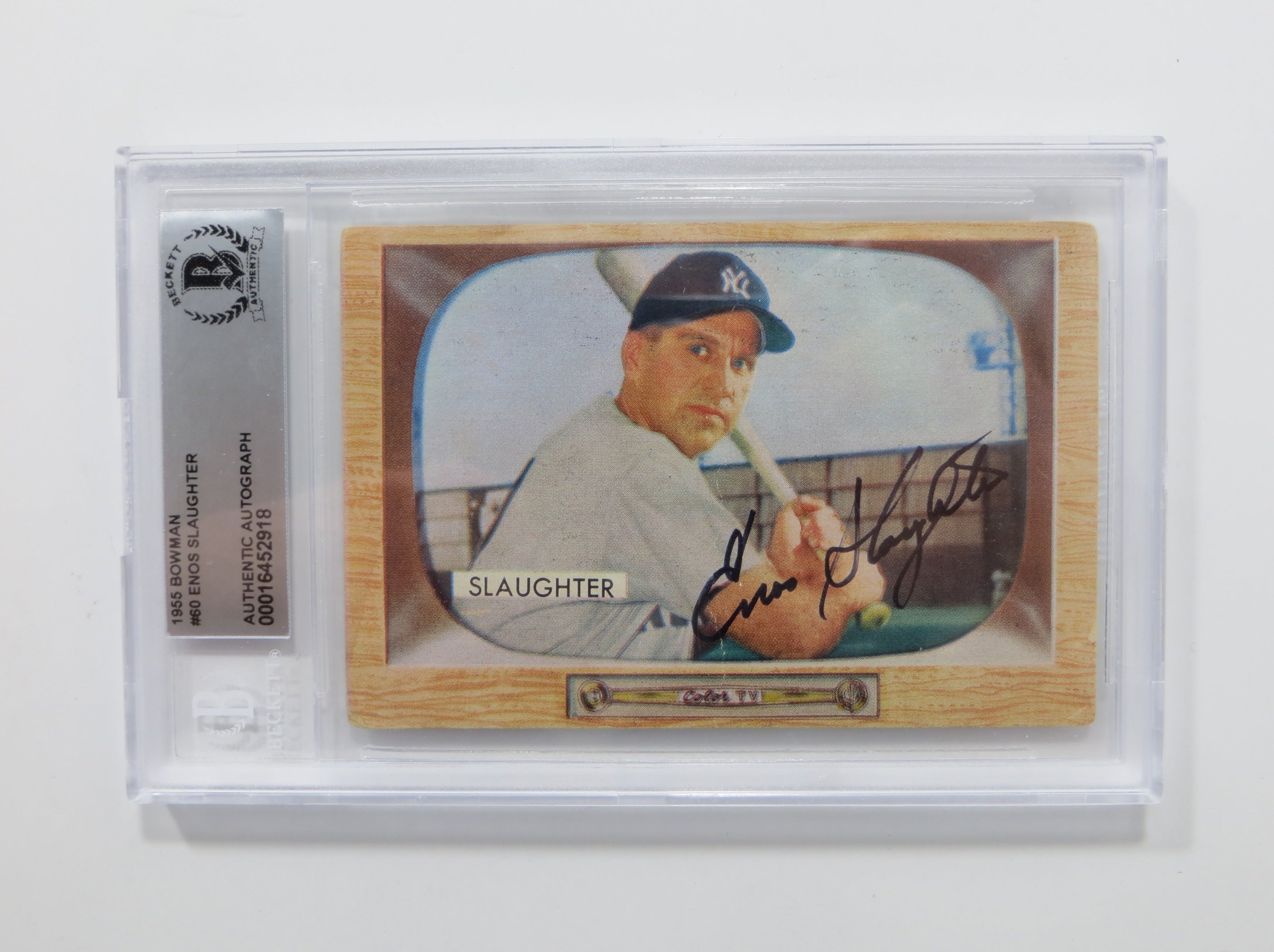 ENOS SLAUGHTER SIGNED BGS BAS SLAB 1955 BOWMAN #60 NY Yankees – Dallas ...