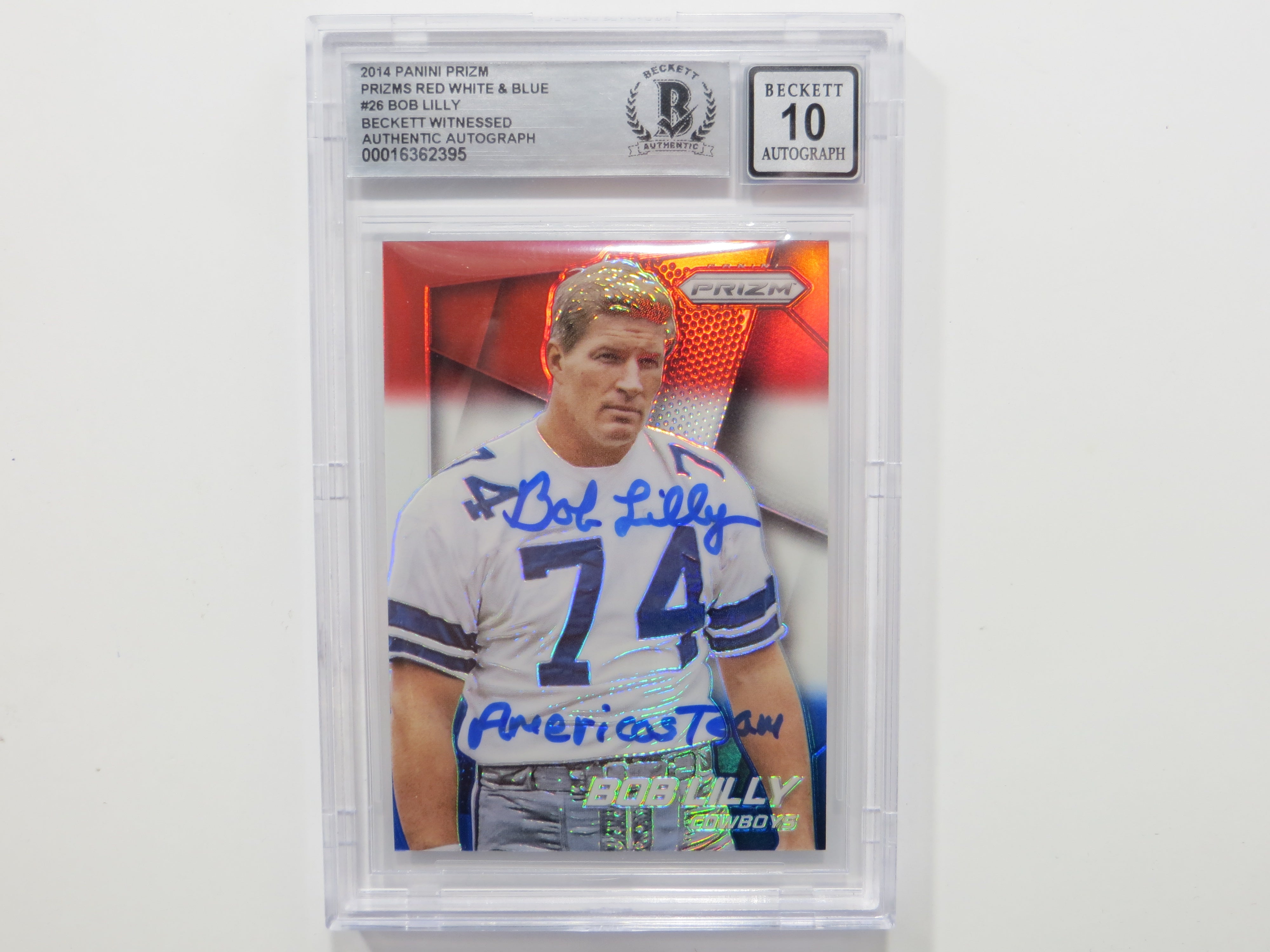 BOB LILLY SIGNED 2014 Panini Prizm #26 RWB BGS BAS SLAB w/Americas Tea ...