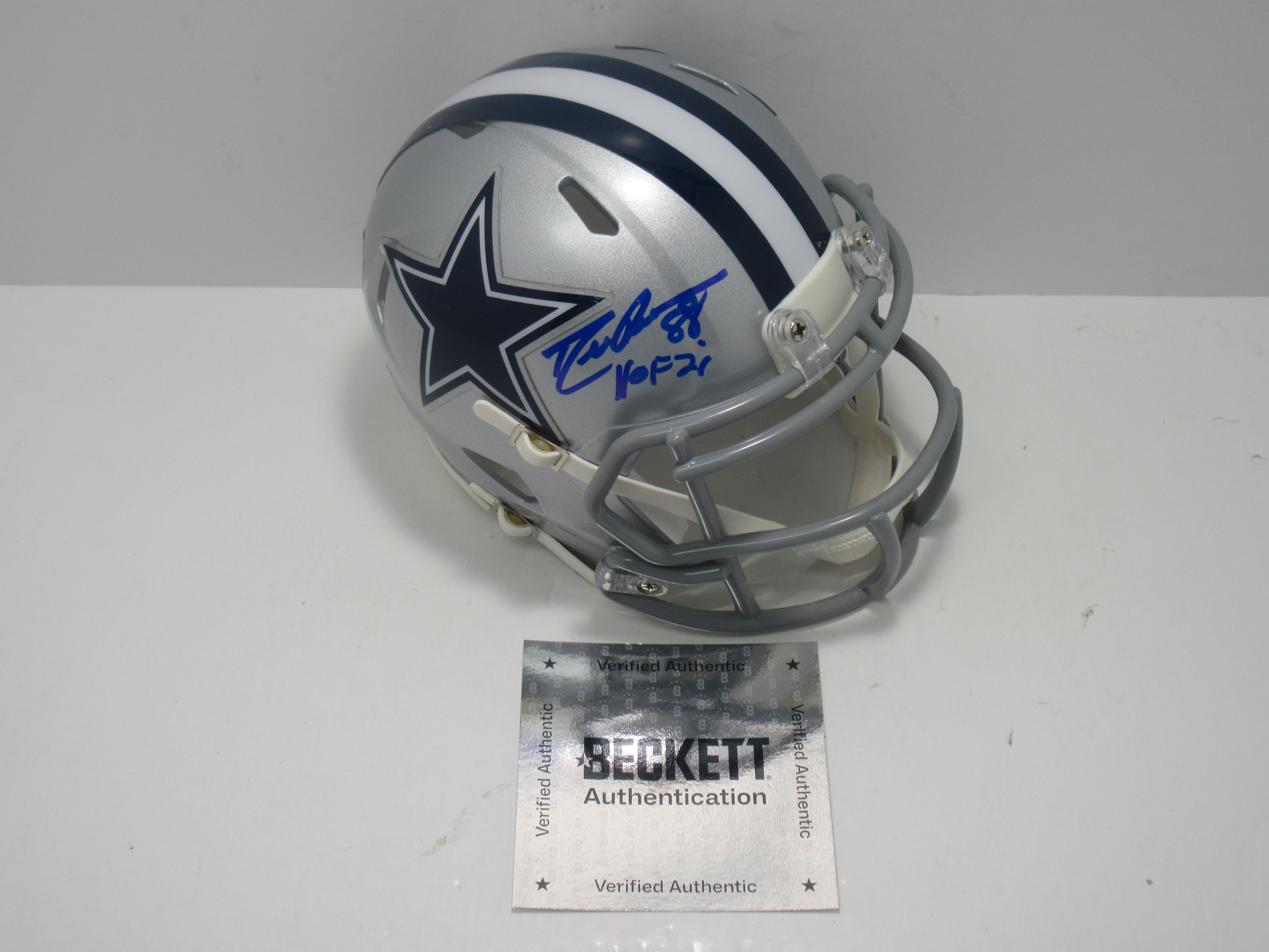 DREW PEARSON DALLAS COWBOYS SIGNED Riddell MINI HELMET w/HOF 21 BAS CO ...
