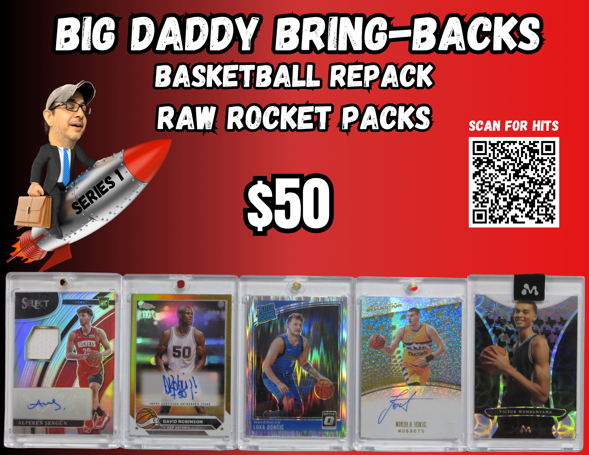 Big Daddy Bring-Backs $50 Basketball Raw Rocket Packs Series 1 – Dallas ...