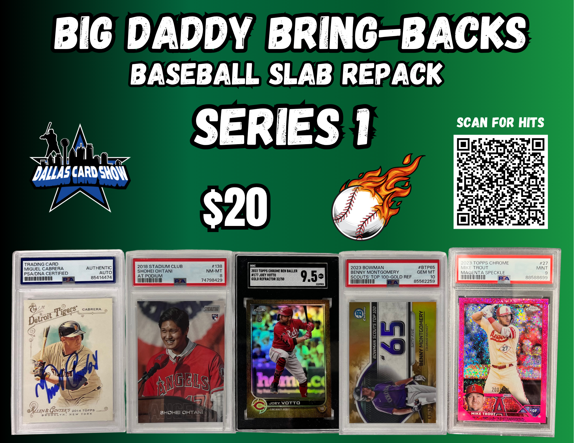 Big Daddy Bring-Backs $20 Baseball Slab Repacks Series 1 – Dallas Card Show