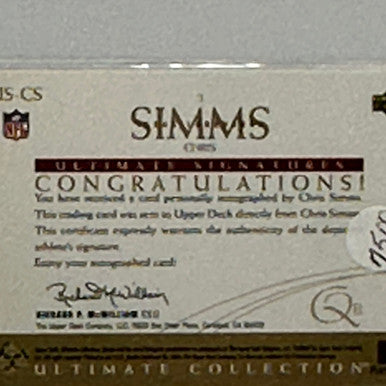 2003 Ultimate Collection Signatures Chris Simms Auto RC Texas Autograp ...